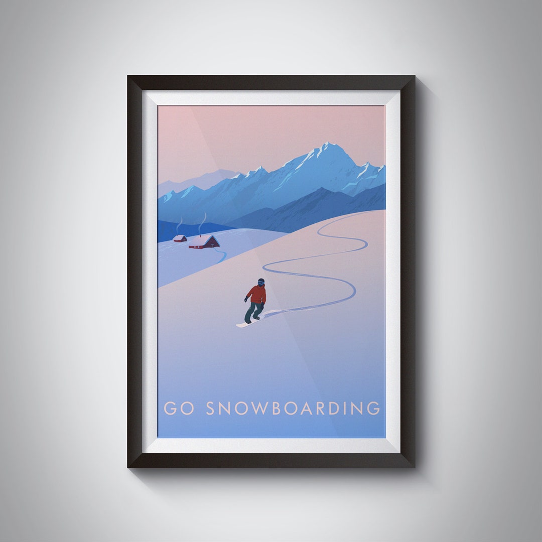 Go Snowboarding Print, Travel Poster, Outdoor Adventure Sport, Gift for ...