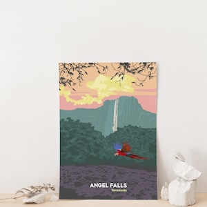 Angel Falls Venezuela Poster, Canaima National Park Travel Print, Angel ...