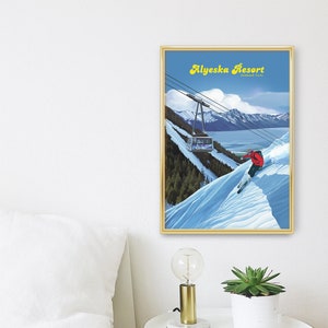 Alyeska Ski Resort Poster, Girdwood Alaska USA, Chugach Mountain Range ...