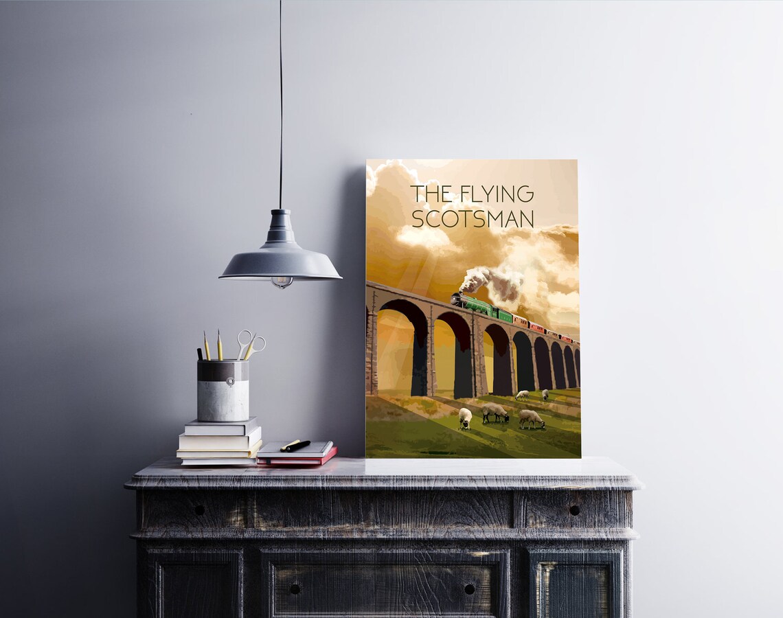 The Flying Scotsman Poster Steam Train Print Steam - Etsy