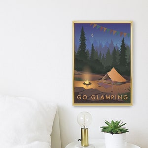 Go Glamping Art Print, Outdoor Adventure, Hiking, Camping, Vintage ...