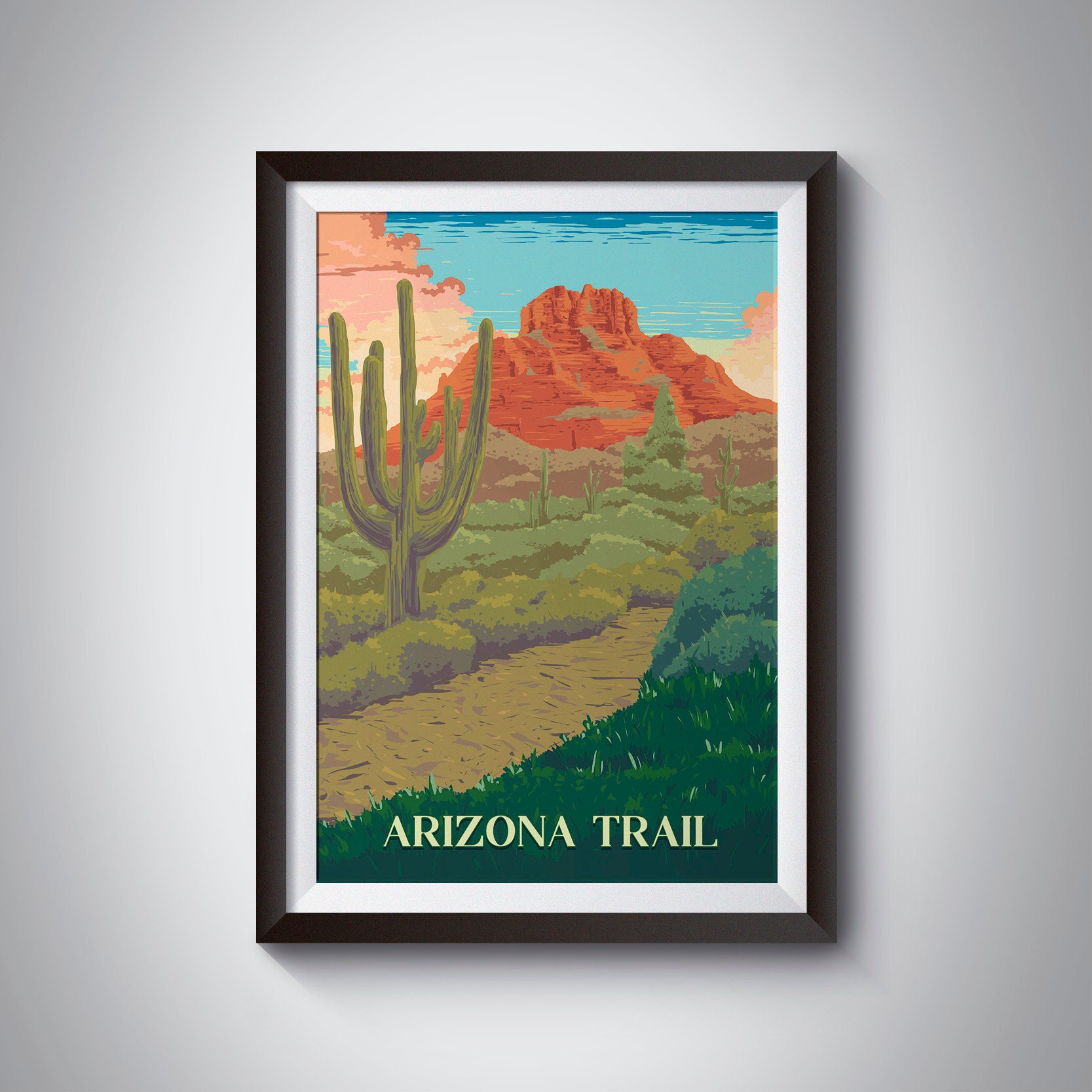 Arizona Trail Poster National Scenic Trail USA Hiking Thru | Etsy