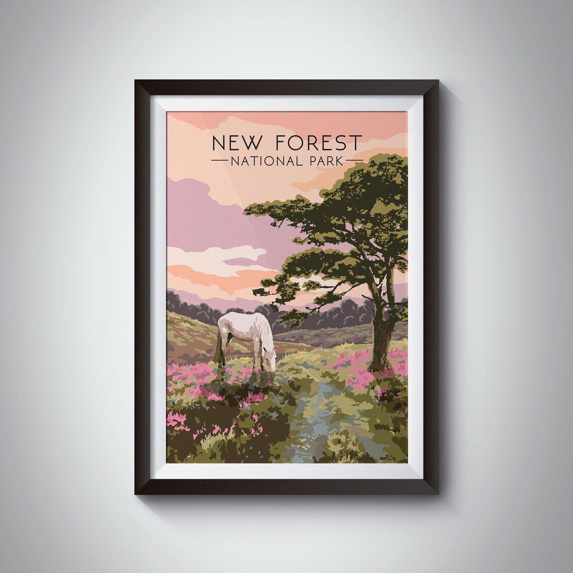New Forest National Park Poster, Travel Print, New Forest Ponies ...