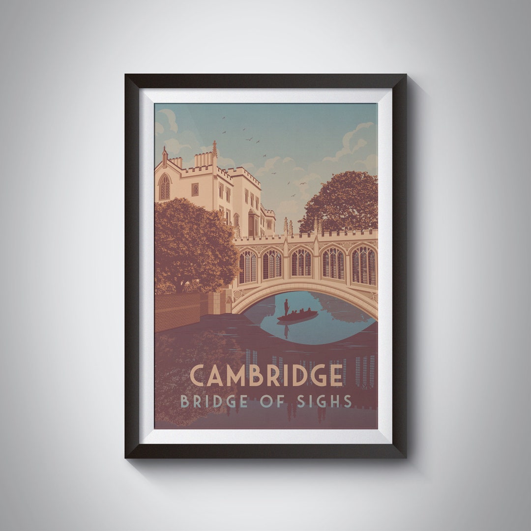Cambridge Bridge of Sighs Travel Poster, Cambridgeshire, Cambridge ...