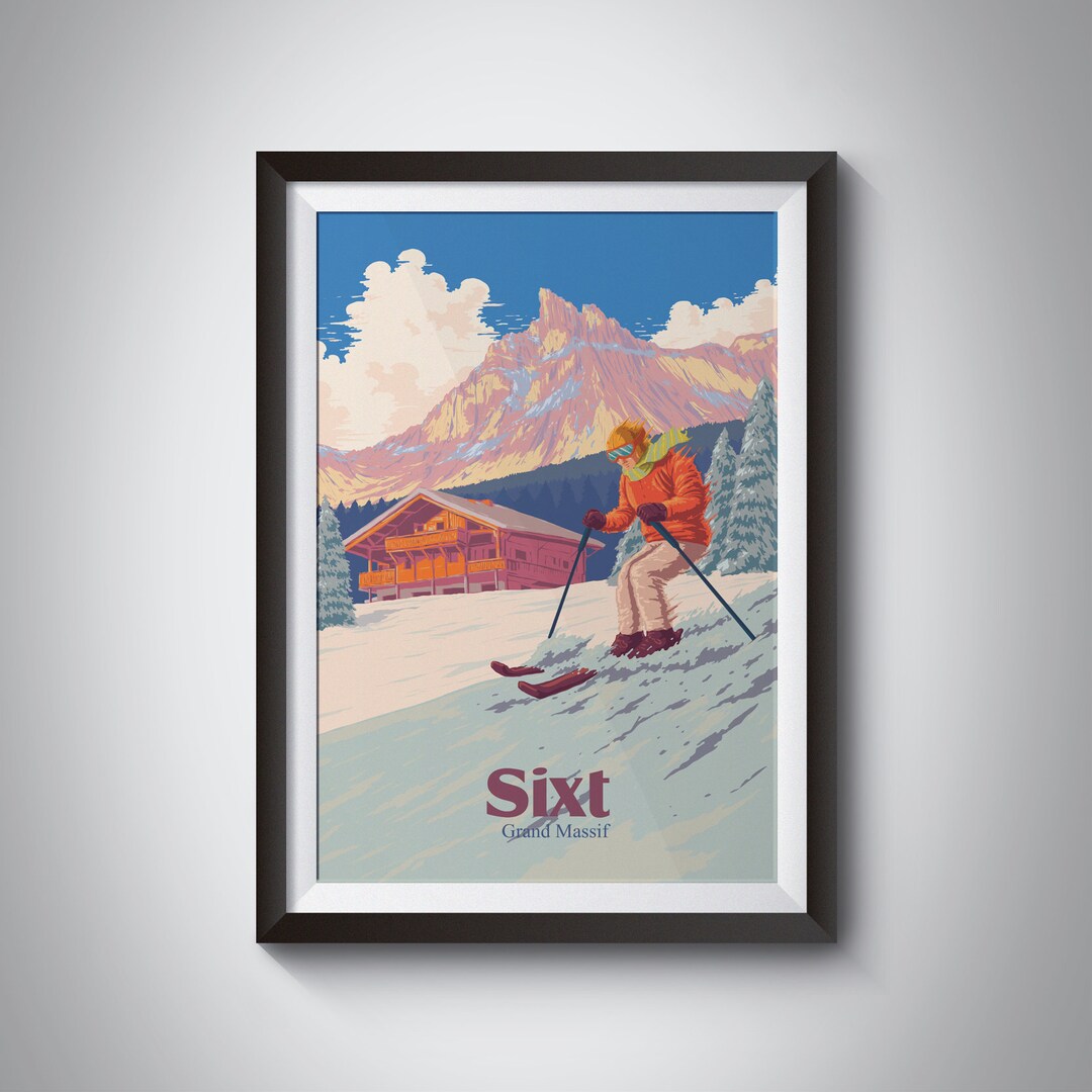 Sixt Ski Resort Poster, Grand Massif, France Travel Print, Skiing Wall ...