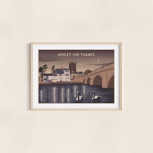 Henley on Thames Print, Oxfordshire Travel Poster, Henley Royal Regatta ...
