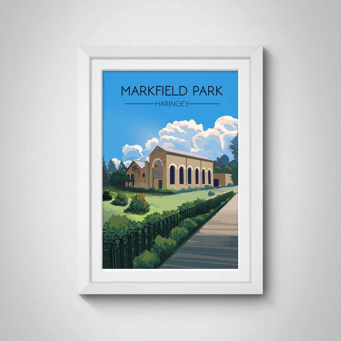 Markfield Park Travel Poster, Haringey London Print, Markfield Beam ...