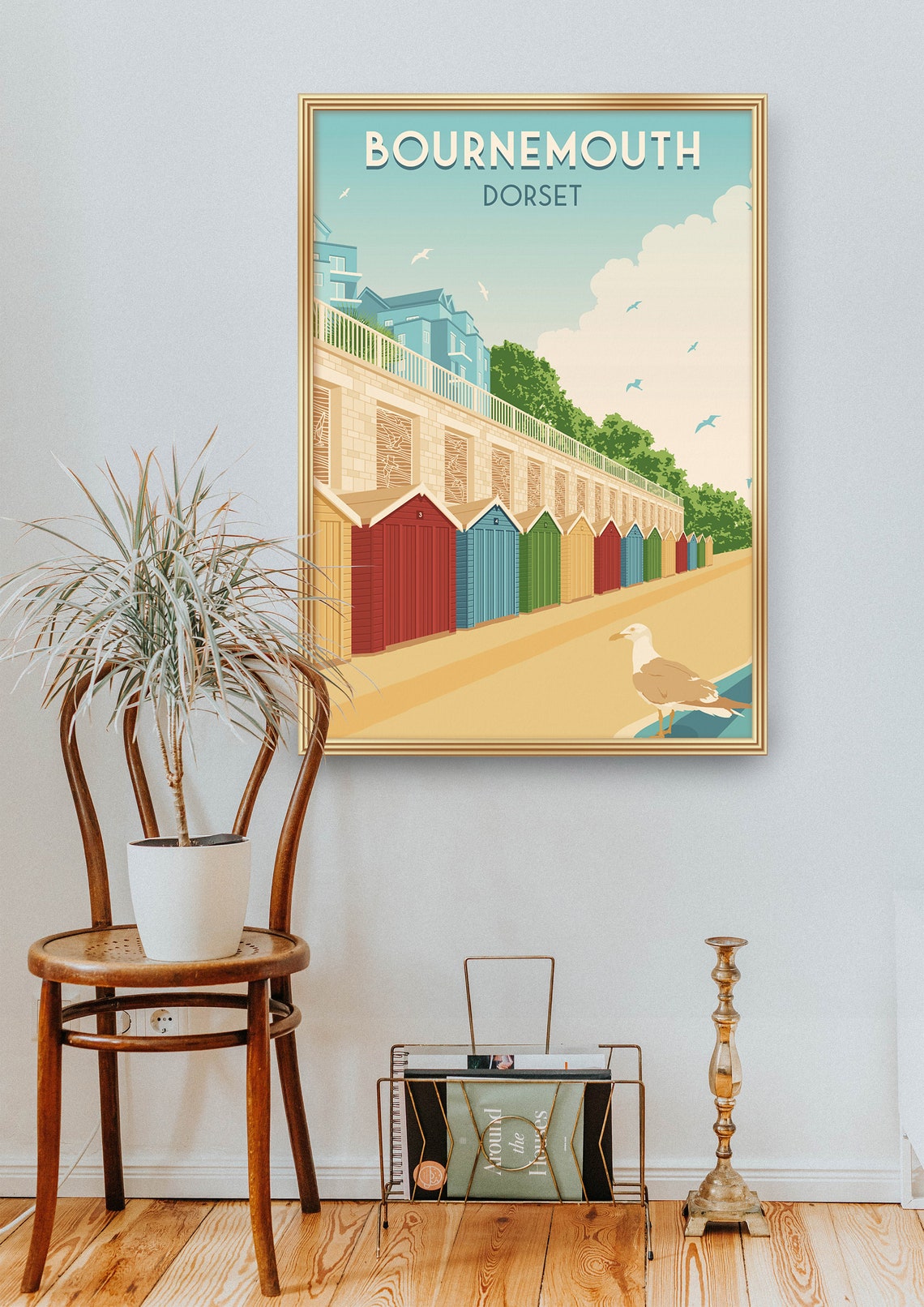 Bournemouth Travel Poster Beach Hut Seaside Print Dorset - Etsy UK