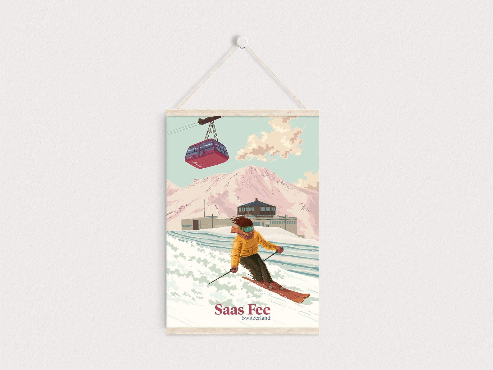 Saas Fee Ski Resort Poster Switzerland Travel Print Swiss - Etsy