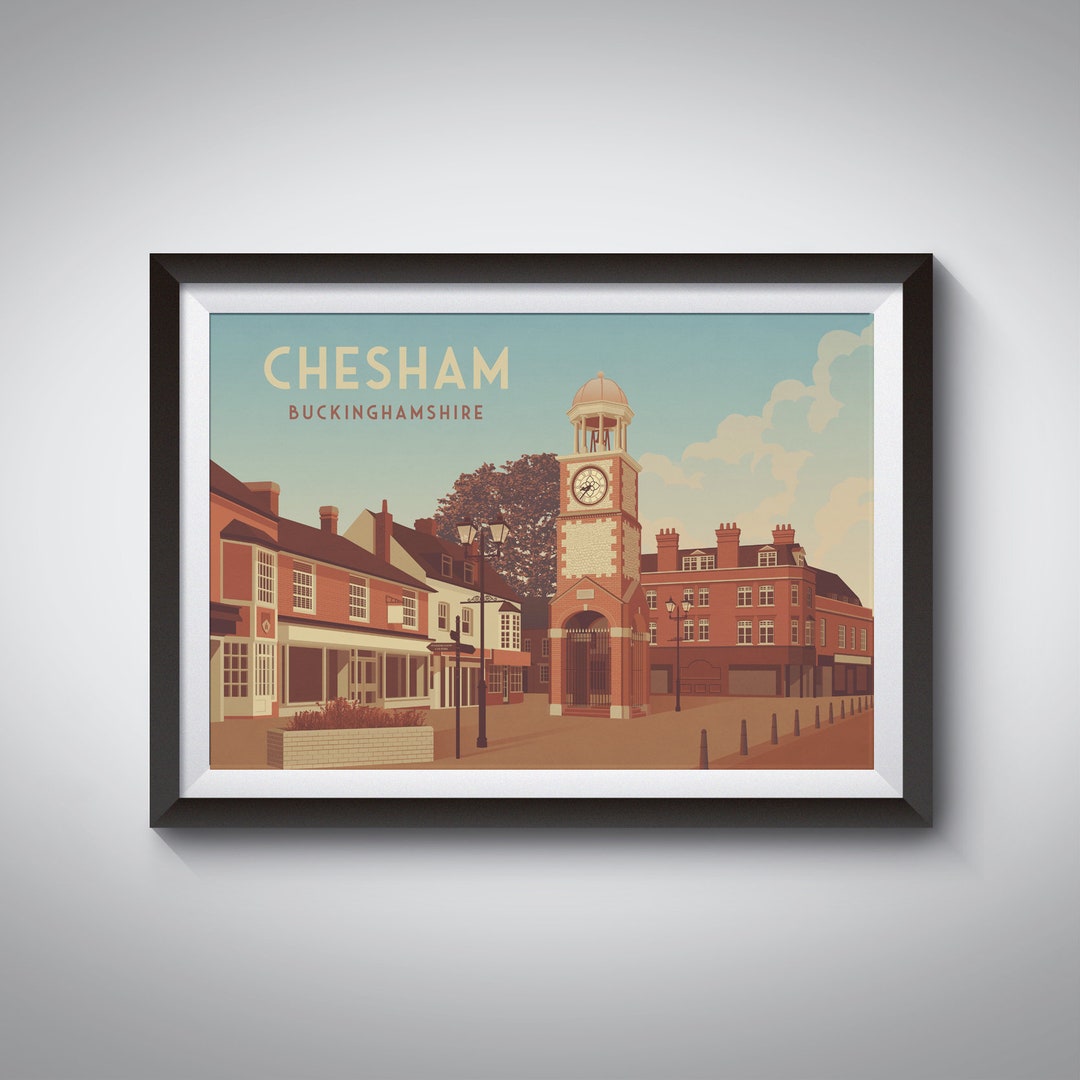 Chesham Travel Poster, Buckinghamshire Print, Chilterns, Countryside ...