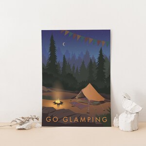 Go Glamping Art Print, Outdoor Adventure, Hiking, Camping, Vintage ...
