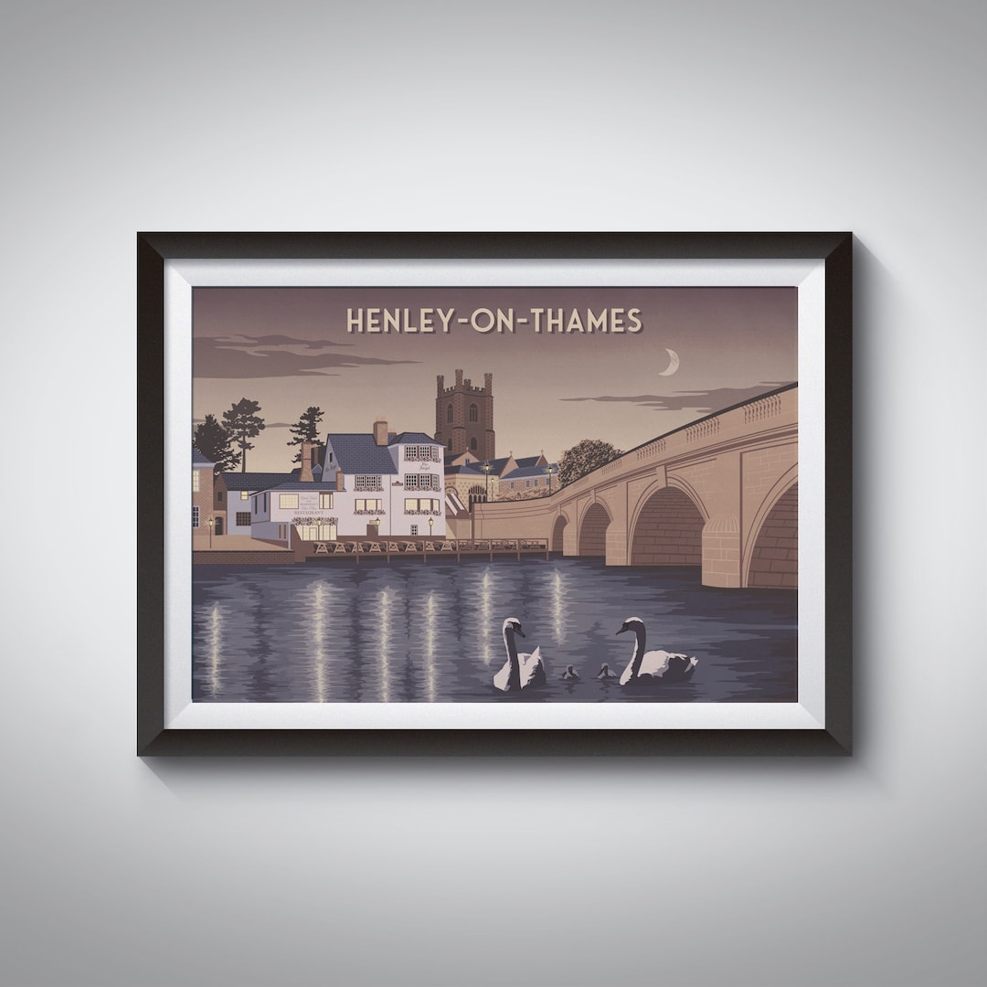 Henley on Thames Print, Oxfordshire Travel Poster, Henley Royal Regatta ...