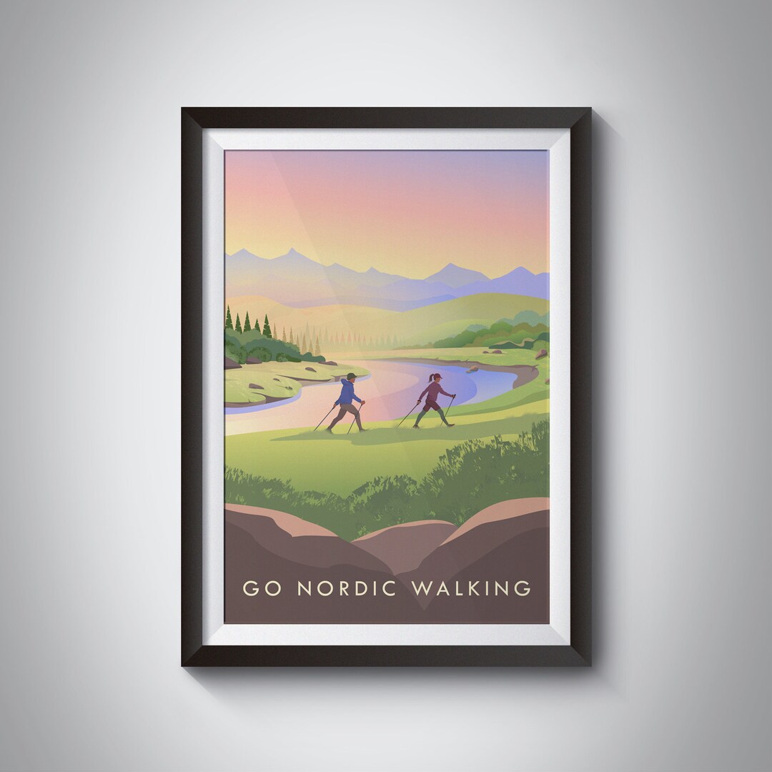 Go Nordic Walking Poster, Wandern Print, Outdoor Hobby Geschenk ...