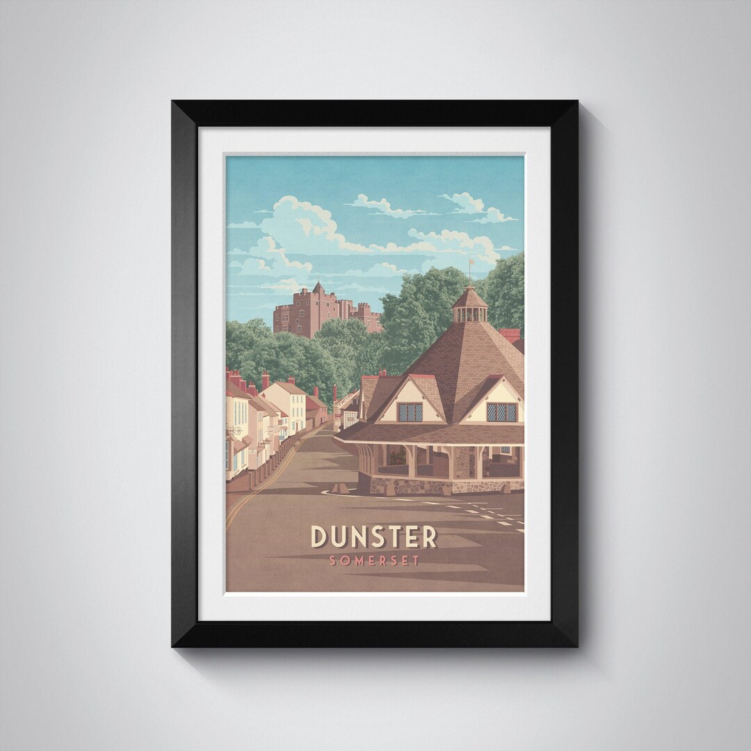 Dunster Poster, Somerset Travel Print, Dunster Yarn Market, Dunster ...