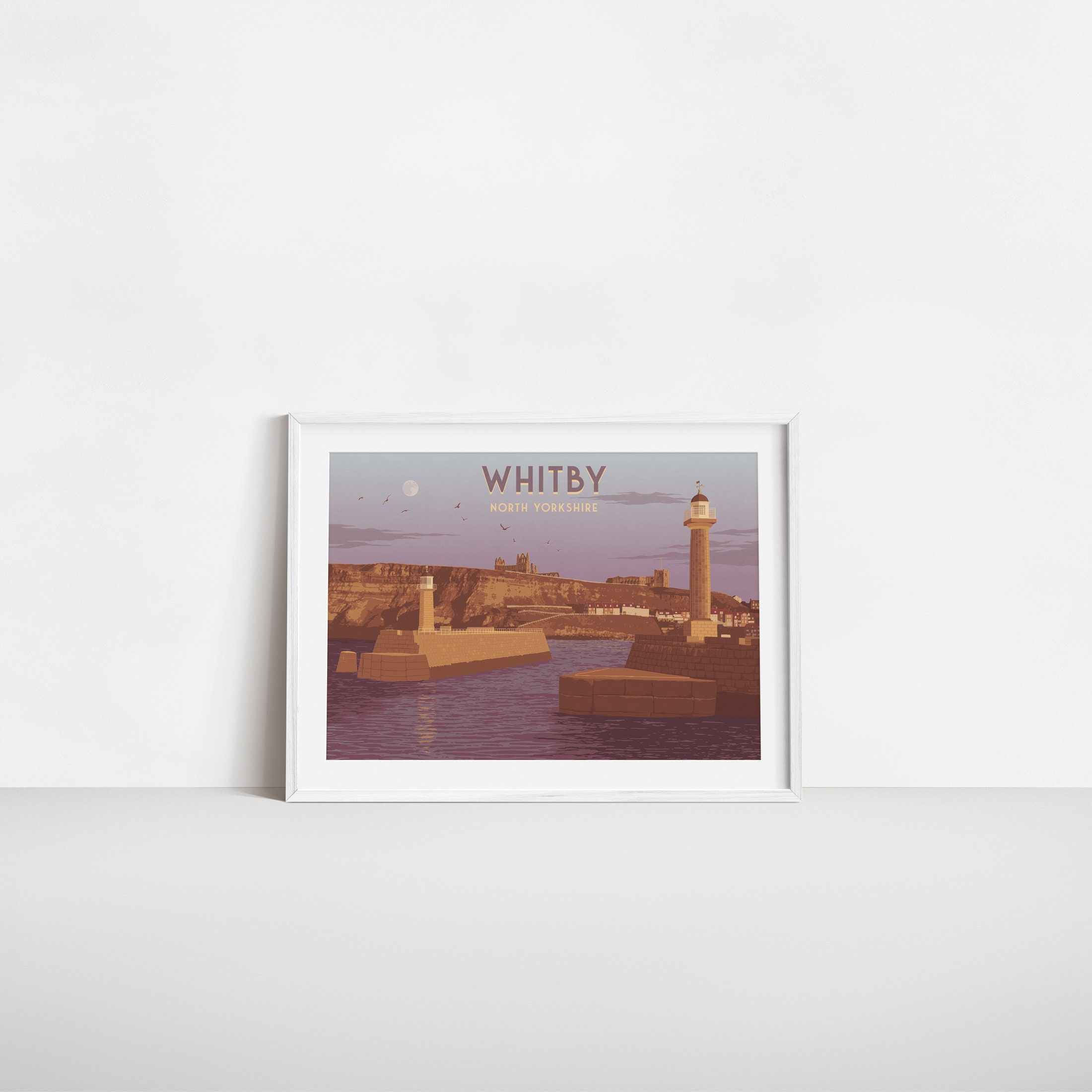 Whitby Travel Poster Yorkshire Wall Art Seaside Travel | Etsy