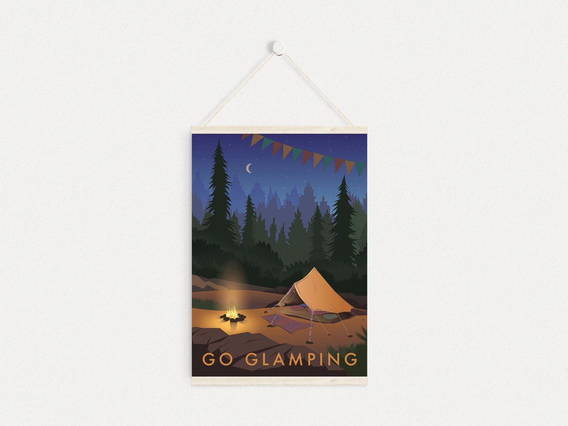 Go Glamping Art Print Outdoor Adventure Hiking Camping - Etsy