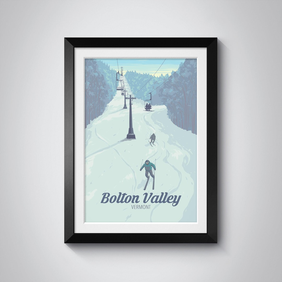Bolton Valley Vermont Poster, Ski Resort Travel Print, Winter Sports ...