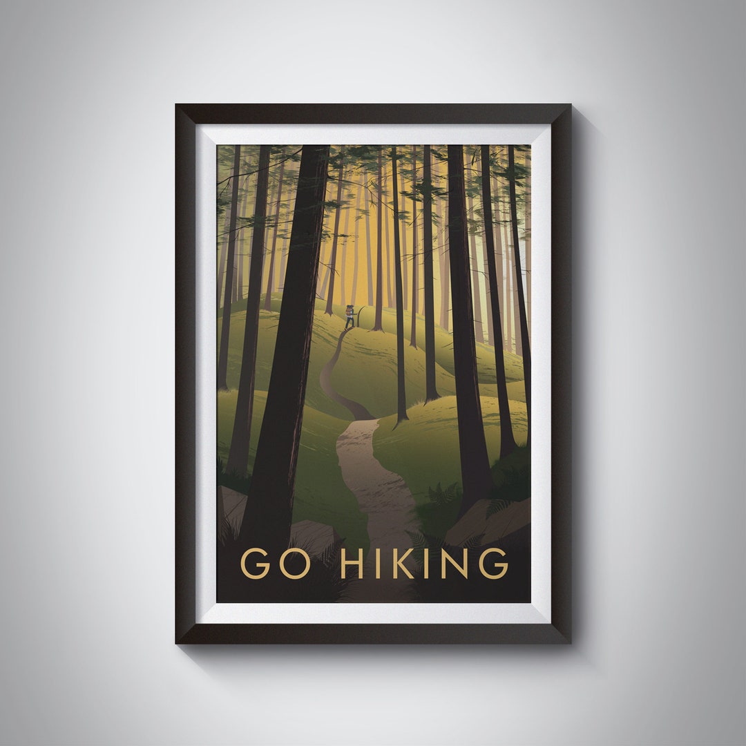 Go Hiking Art Print, Thru Hike, Outdoor Adventure, Vintage Travel ...