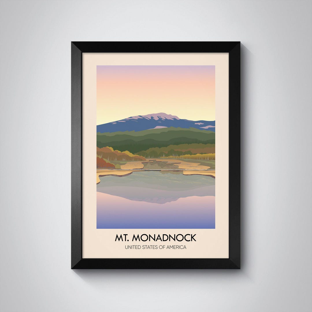 Mount Monadnock, USA Travel Poster, New Hampshire Wall Art, Vintage ...