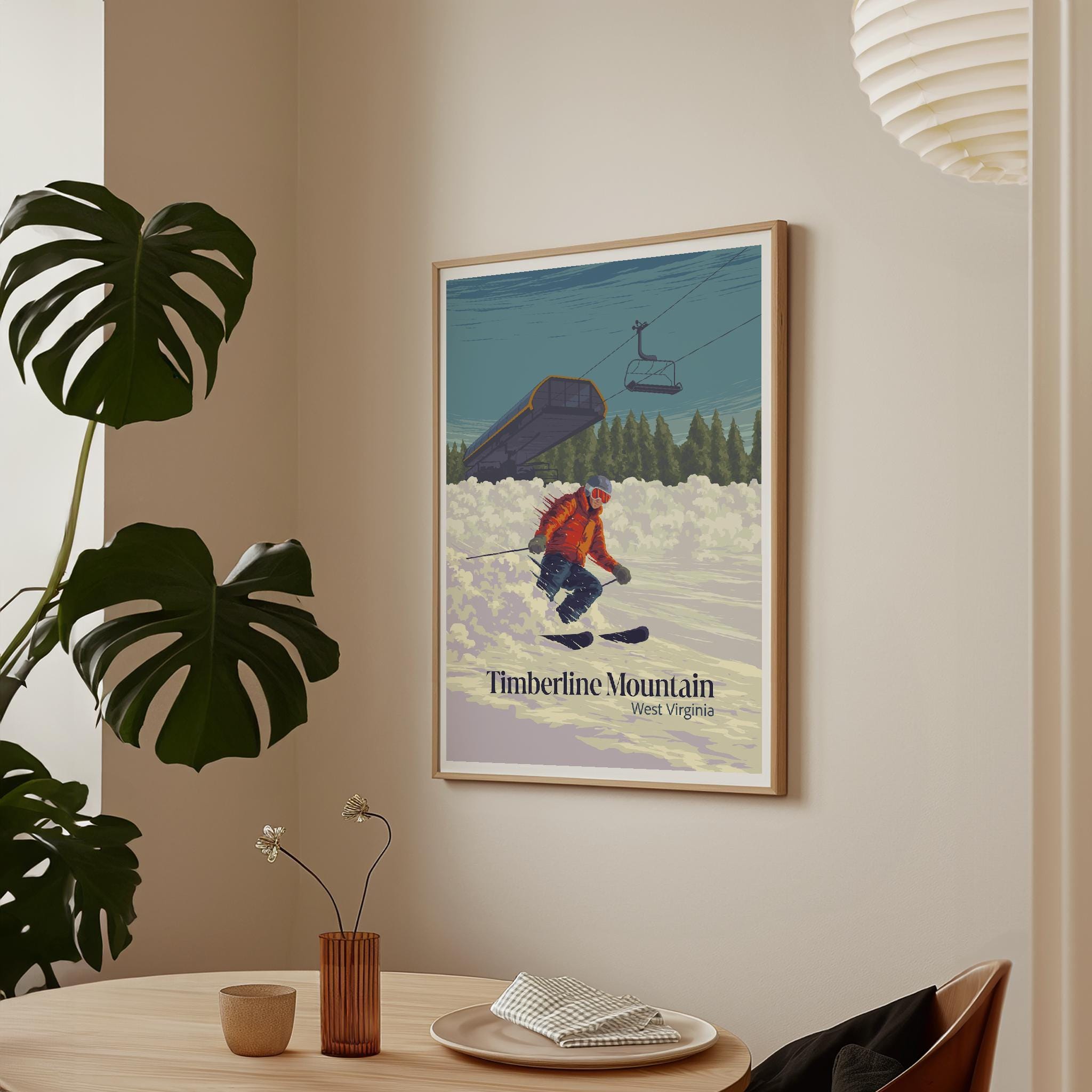 Timberline Mountain Poster, Ski Resort Print, West Virginia Travel ...