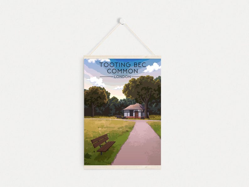 Tooting Bec Common London Poster, Southwest London Travel Print, Cafe ...