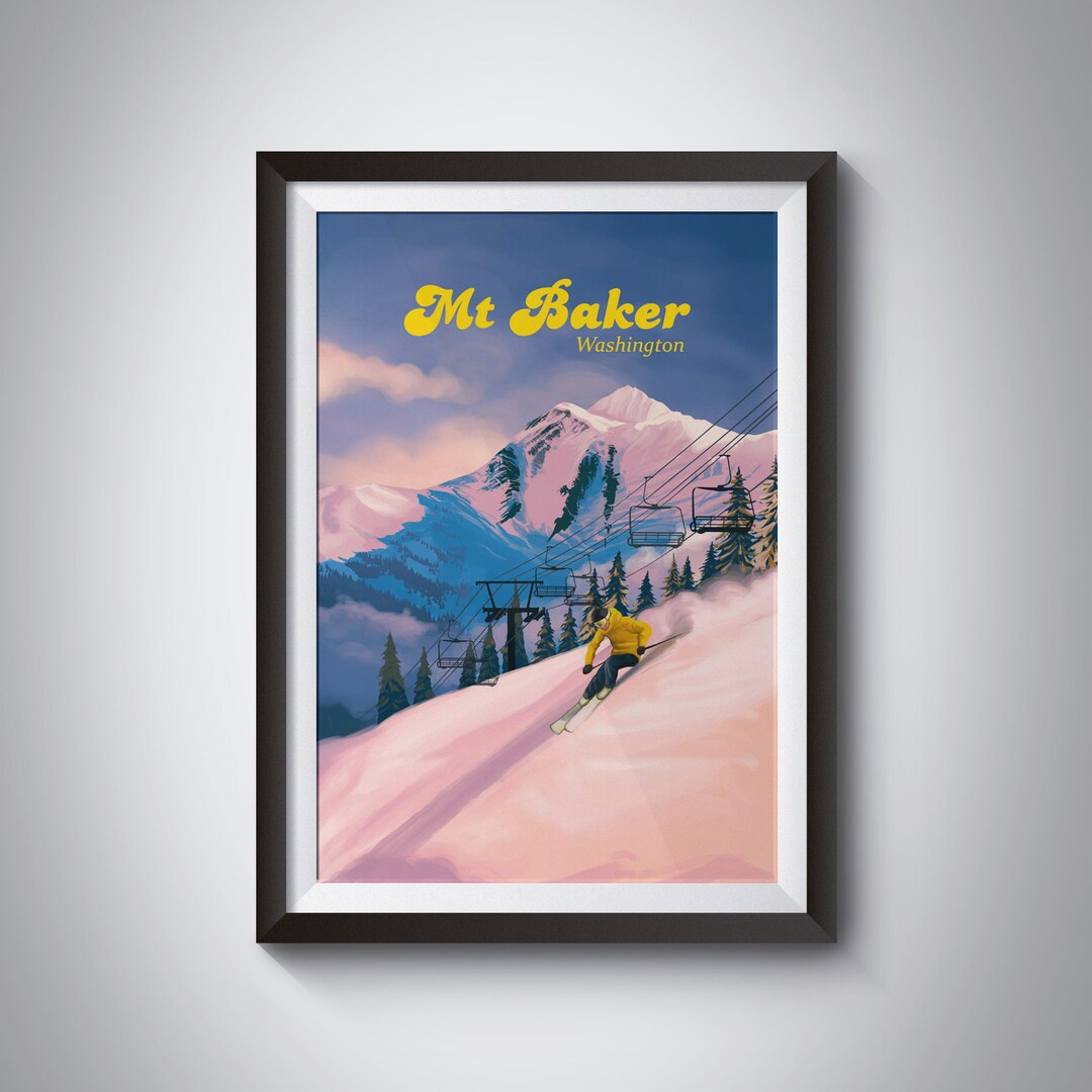 Mt Baker Ski Resort Poster, Washington USA, North Cascades, Mount ...