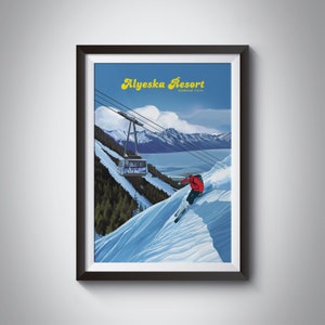 Alyeska Ski Resort Poster, Girdwood Alaska USA, Chugach Mountain Range ...