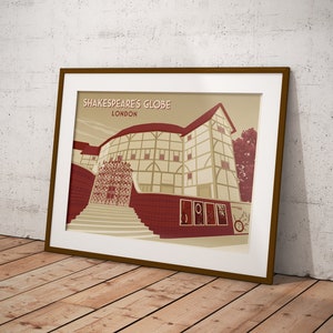 Shakespeare's Globe Theatre Poster, London Travel Print, RSC, South ...
