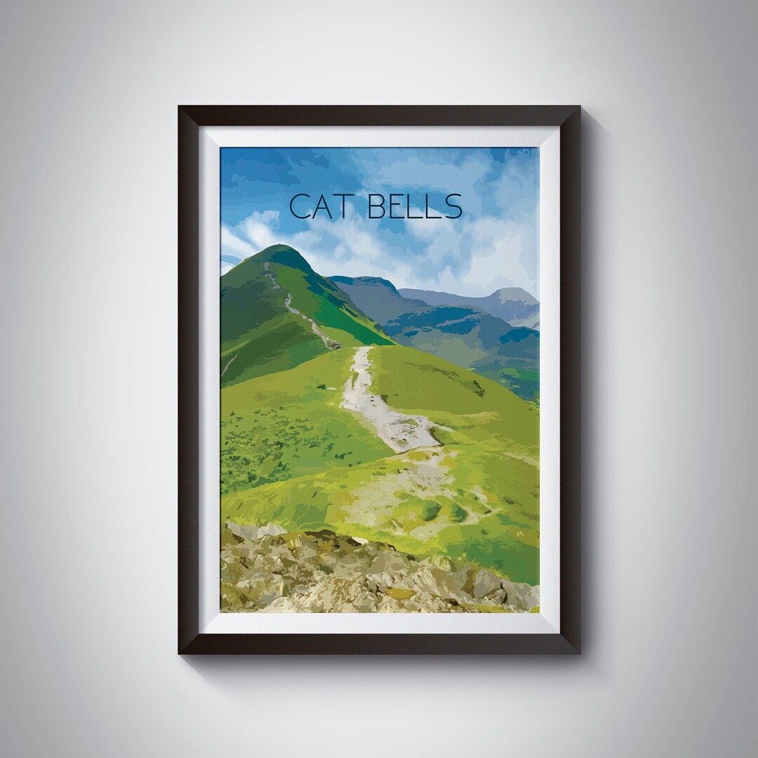 Cat Bells Lake District Poster, National Park Print, Cumbria, Travel ...