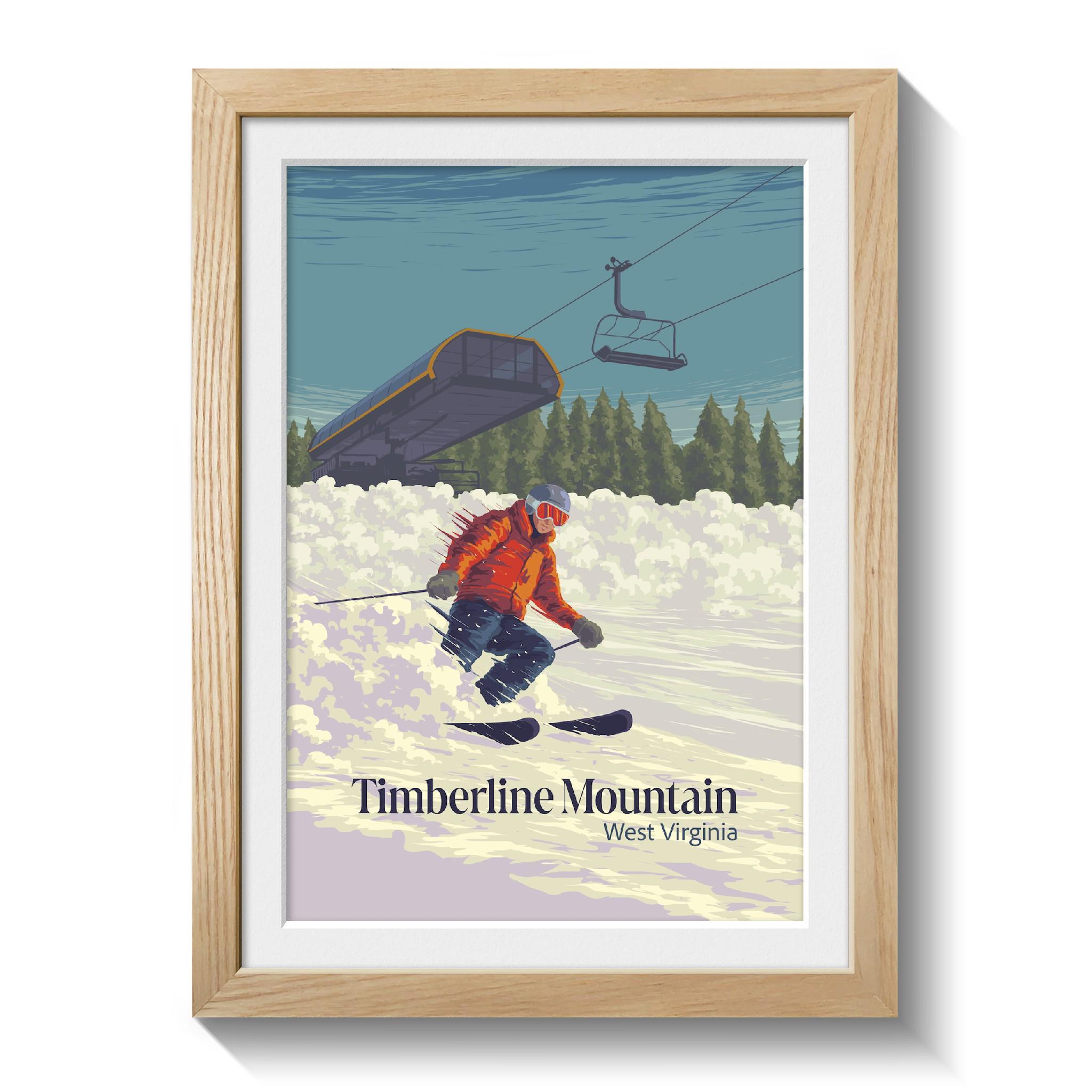 Timberline Mountain Poster, Ski Resort Print, West Virginia Travel ...