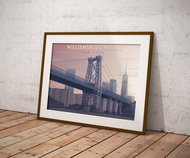 Williamsburg Bridge Poster New York City Travel Poster NYC | Etsy