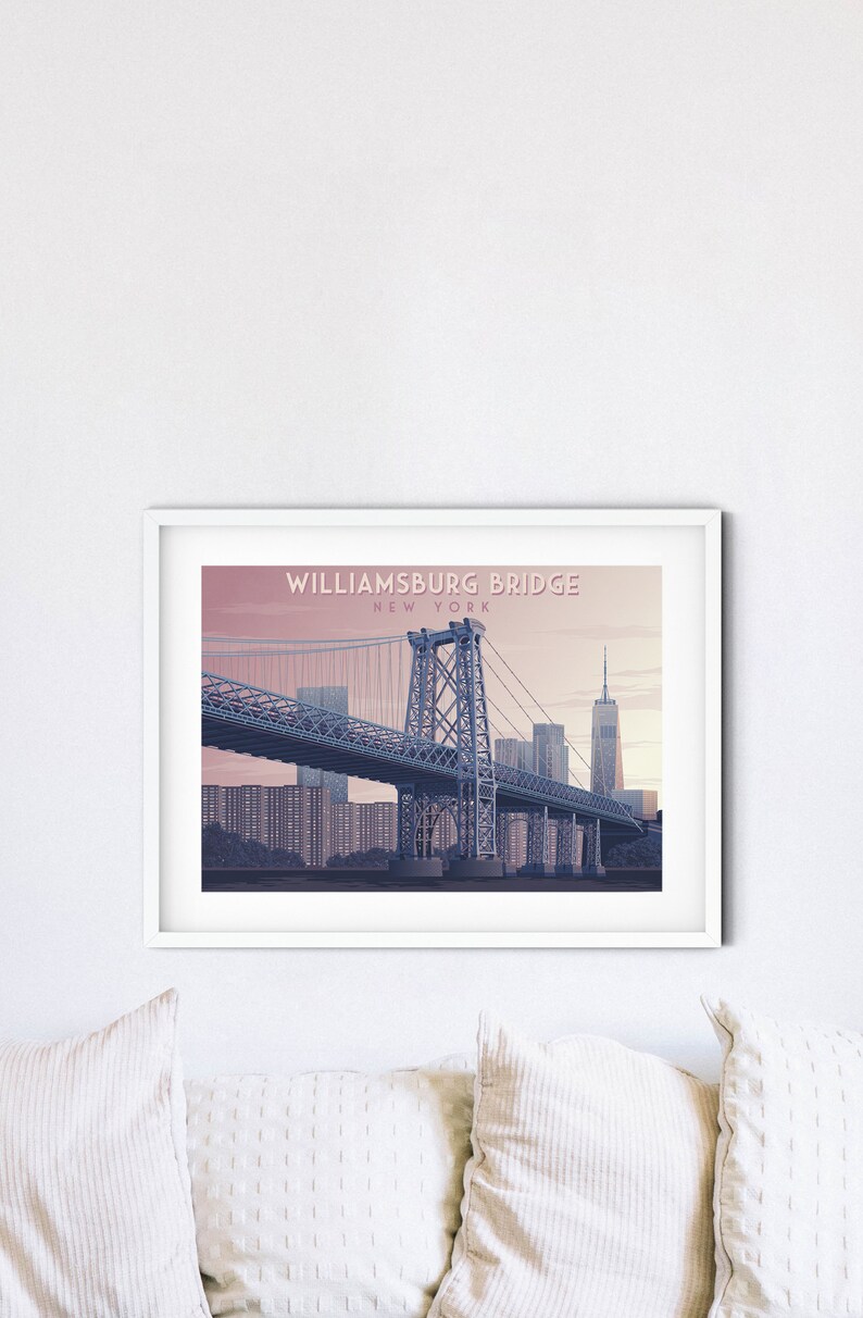 Williamsburg Bridge Poster New York City Travel Poster NYC | Etsy