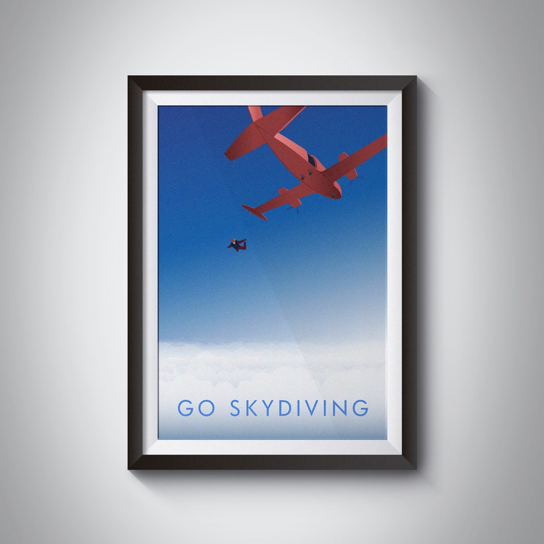 Go Skydiving Art Print, Parachuting, Travel Poster, Outdoor Hobbies ...