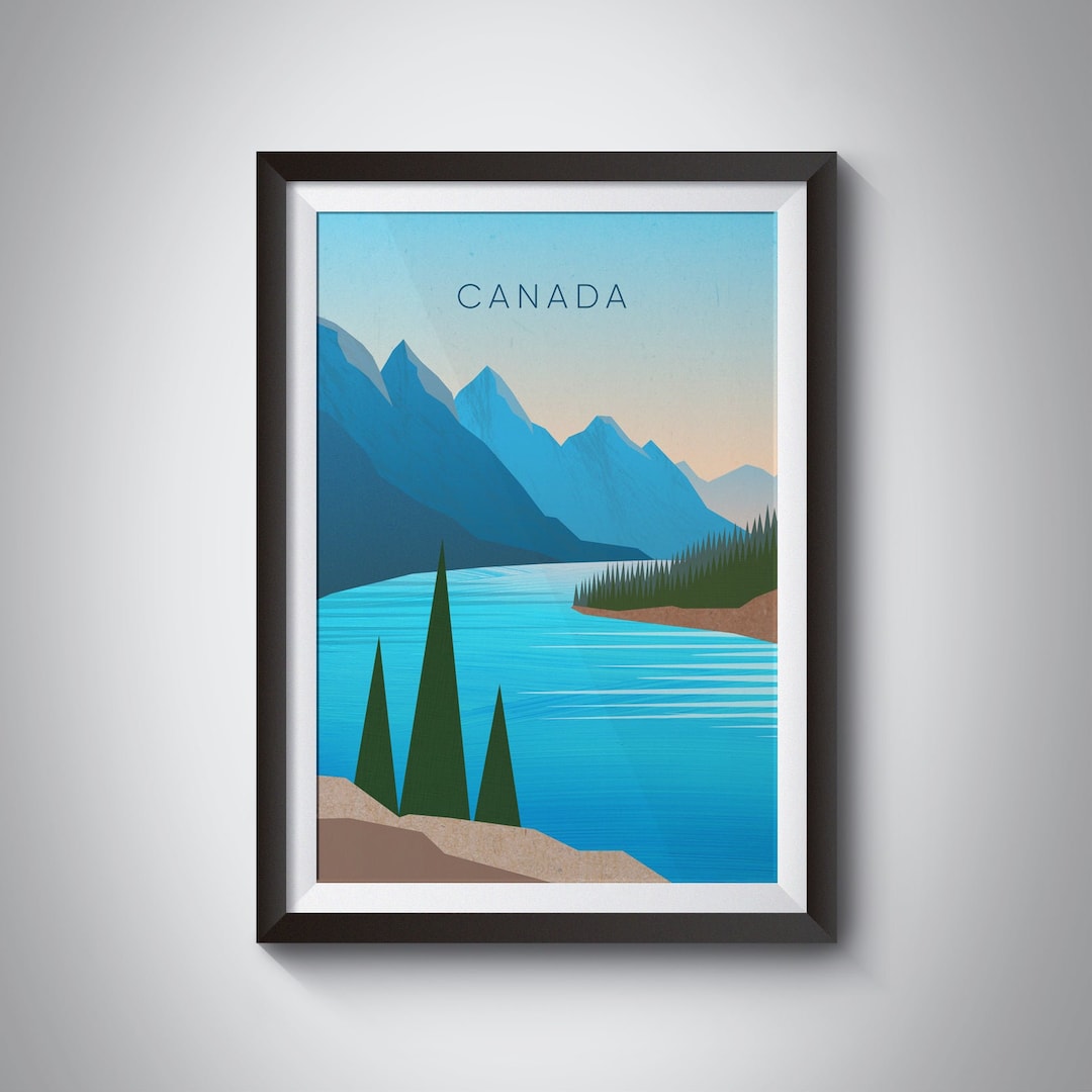 Canada Minimal Travel Poster, Canadian National Park, Rocky Mountains ...