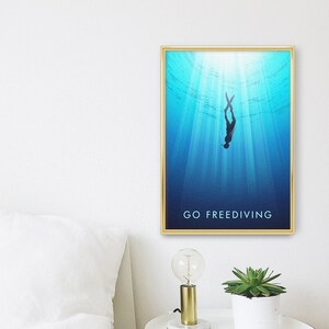 Go Freediving Art Print, Vintage Travel Print, Scuba Diving ...