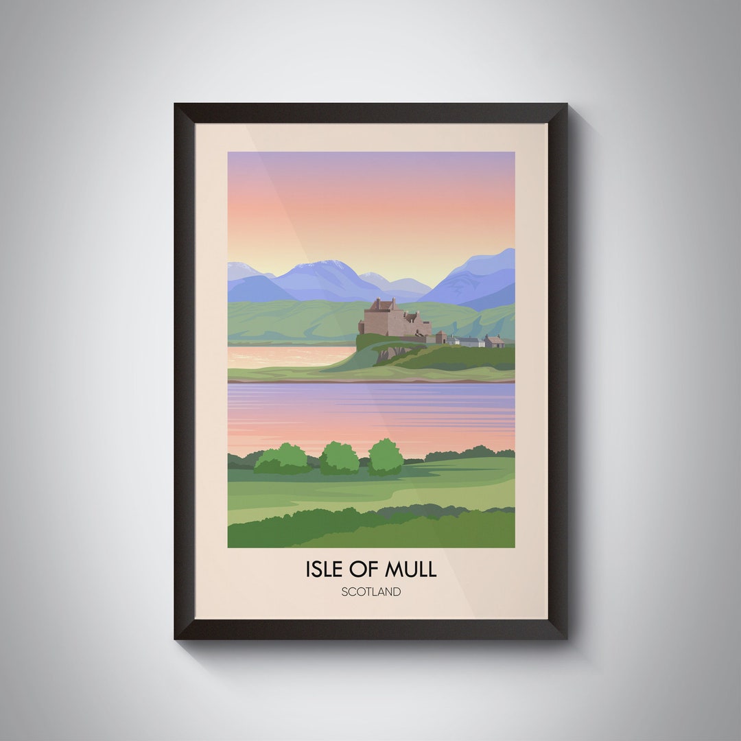 Isle of Mull Travel Poster, Western Scotland, Inner Hebrides, Scottish ...