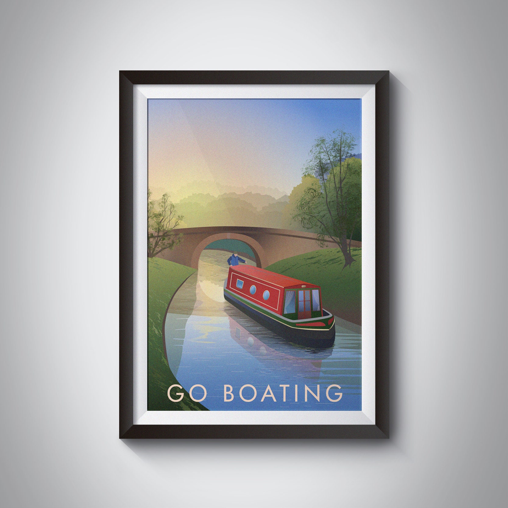 Go Boating Art Print Narrowboat UK Canals Wildlife | Etsy