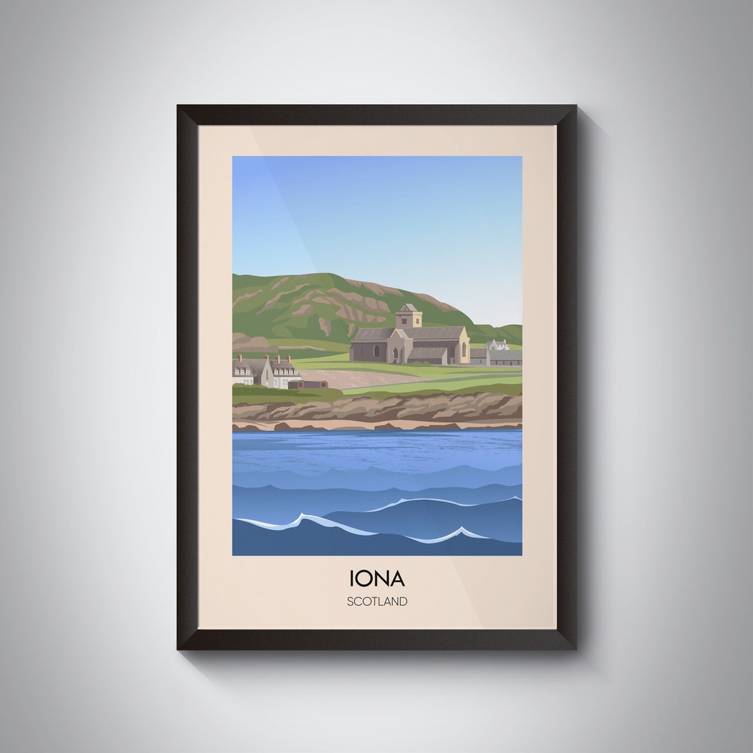 Iona Poster, Scotland, Inner Hebrides, Isle of Iona, Ross of Mull, Iona Abbey, Vintage Travel ...