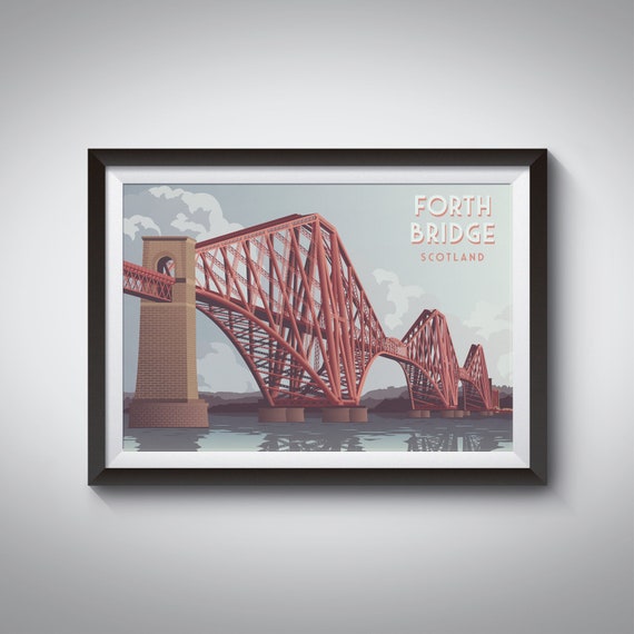 Forth Bridge Scotland Travel Poster Retro Railway Print | Etsy