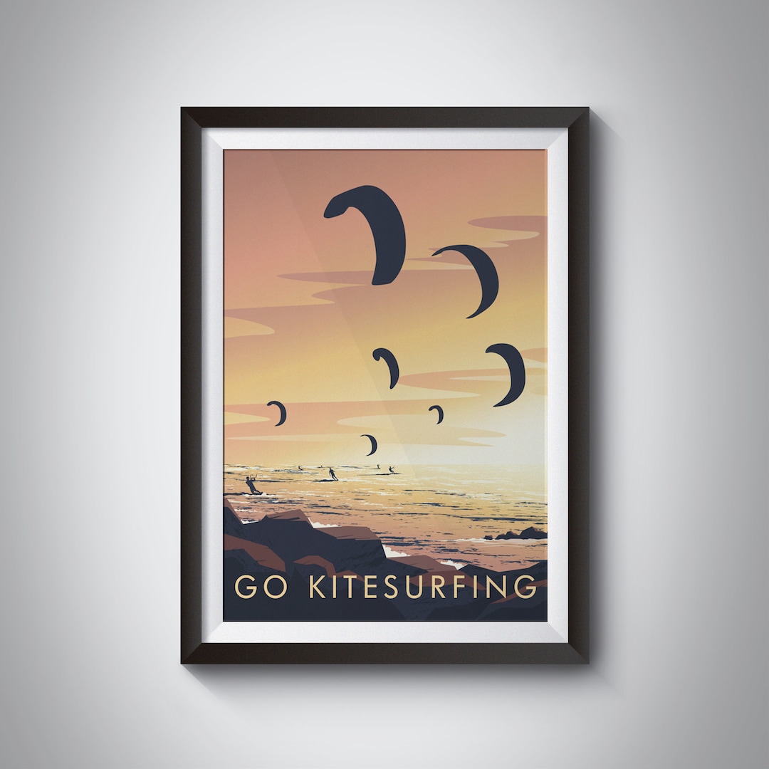 Go Kitesurfing Print, Travel Poster, Outdoor Adventure, Hobbies, Gift ...