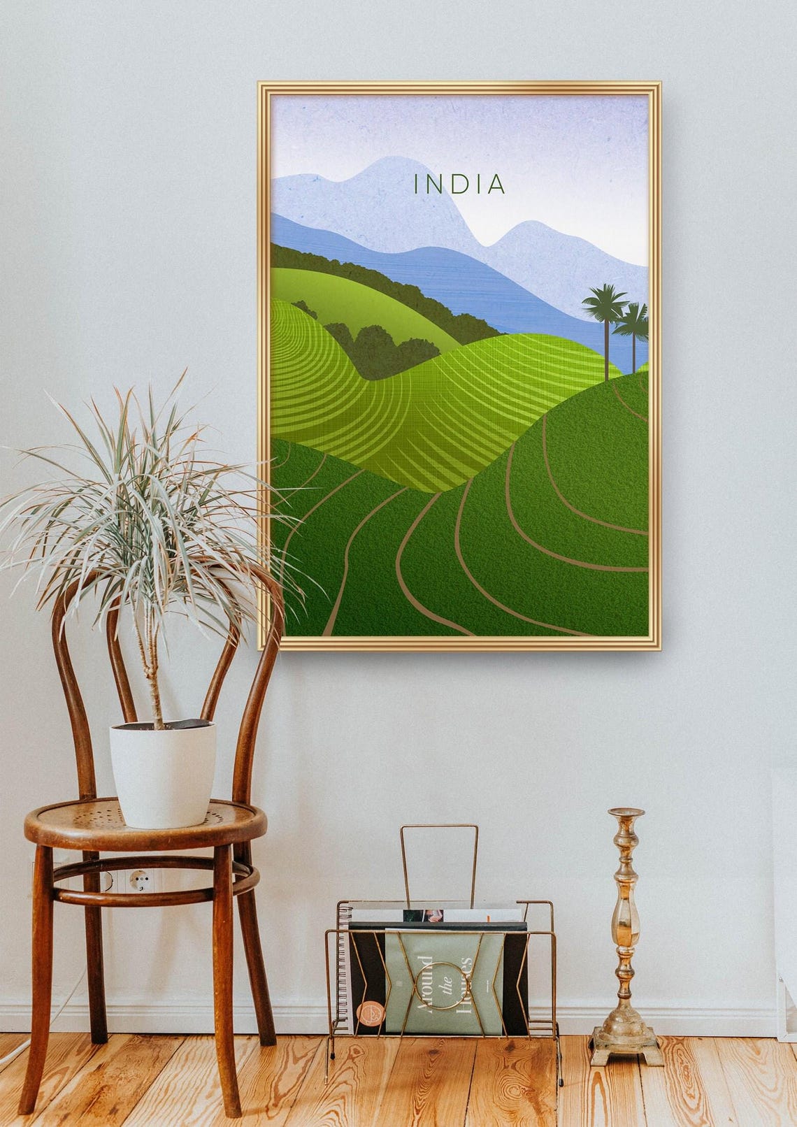 India Minimal Travel Poster, Munnar, Tea Plantations, Kerala, Goa ...