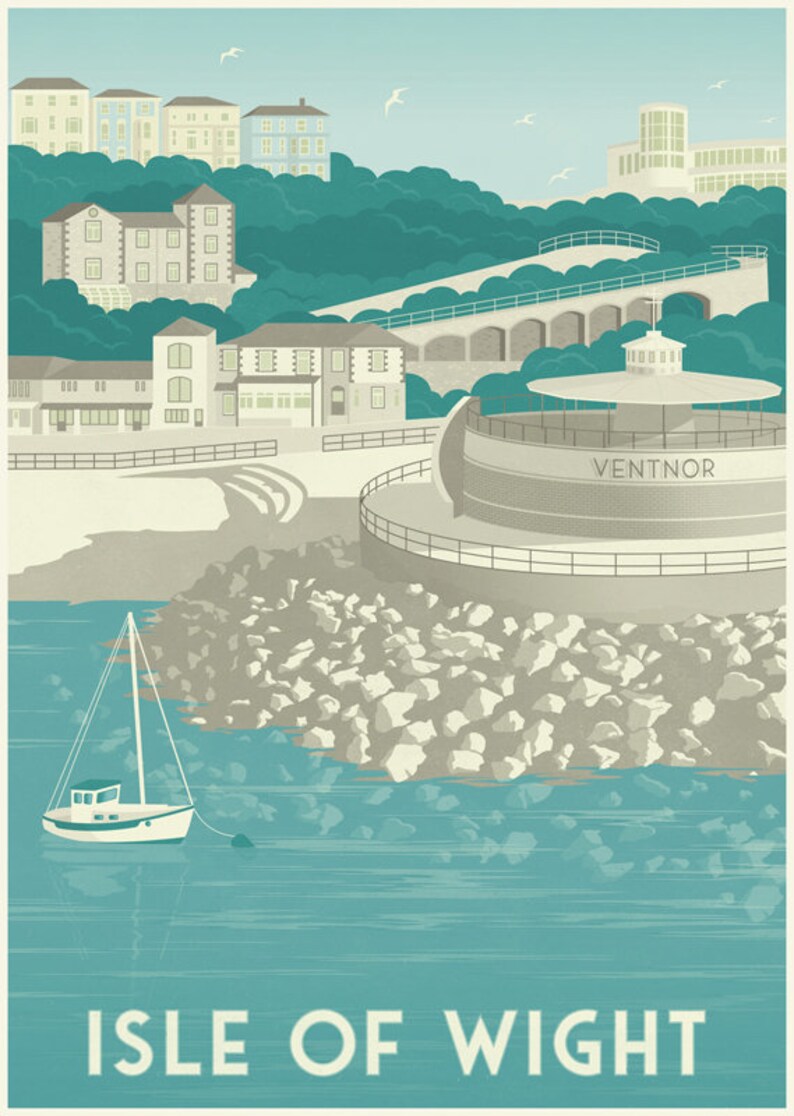 Isle of Wight Poster Ventnor Travel Print Seaside Art Wall - Etsy