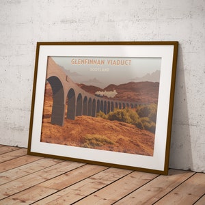 Glenfinnan Viaduct Travel Poster, Railway Print, Scotland, Scottish ...