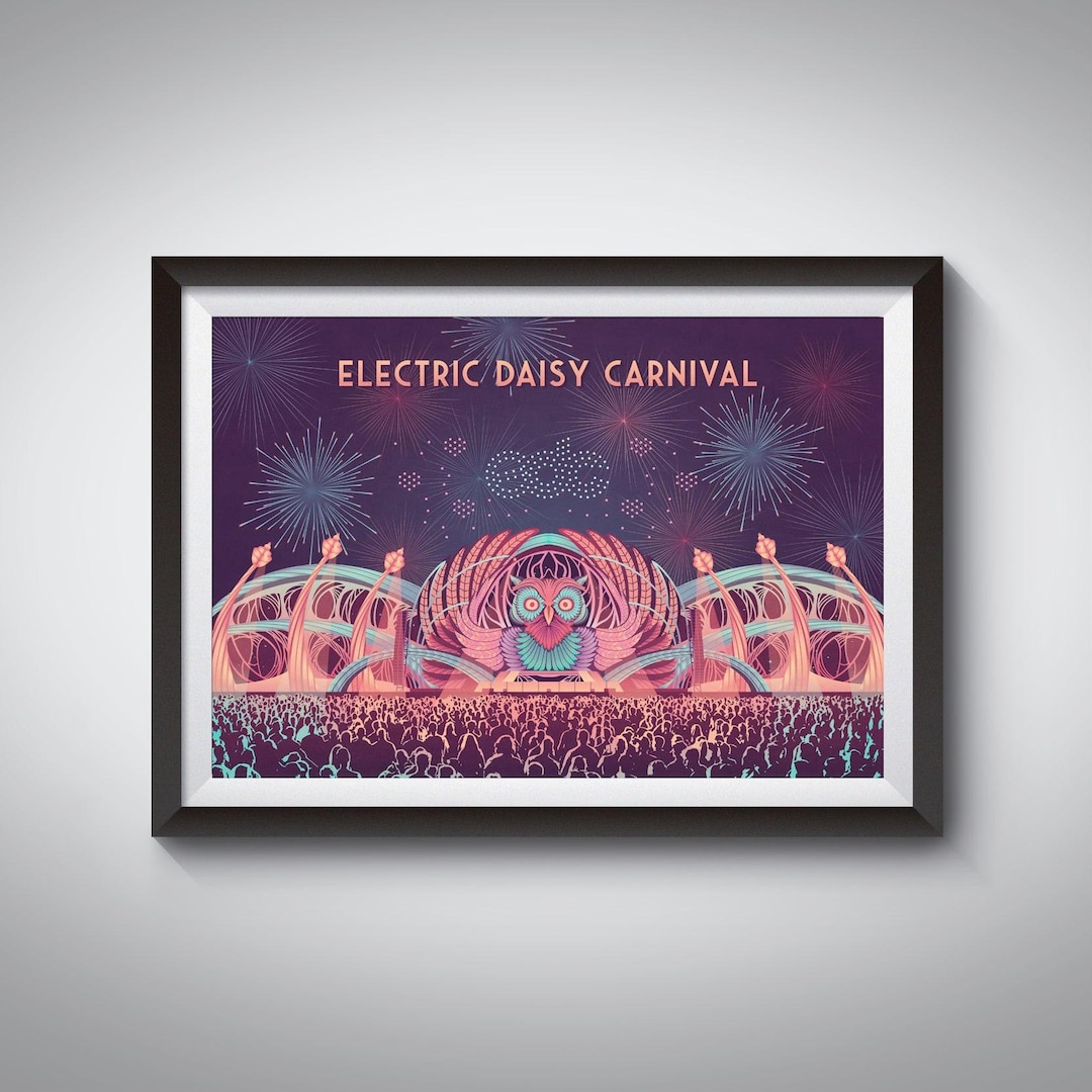 EDC Las Vegas Travel Poster, Electric Daisy Carnival Print, EDM, Dance ...
