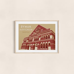 Ryman Auditorium Poster, Nashville Tennessee Travel Print, Music City ...