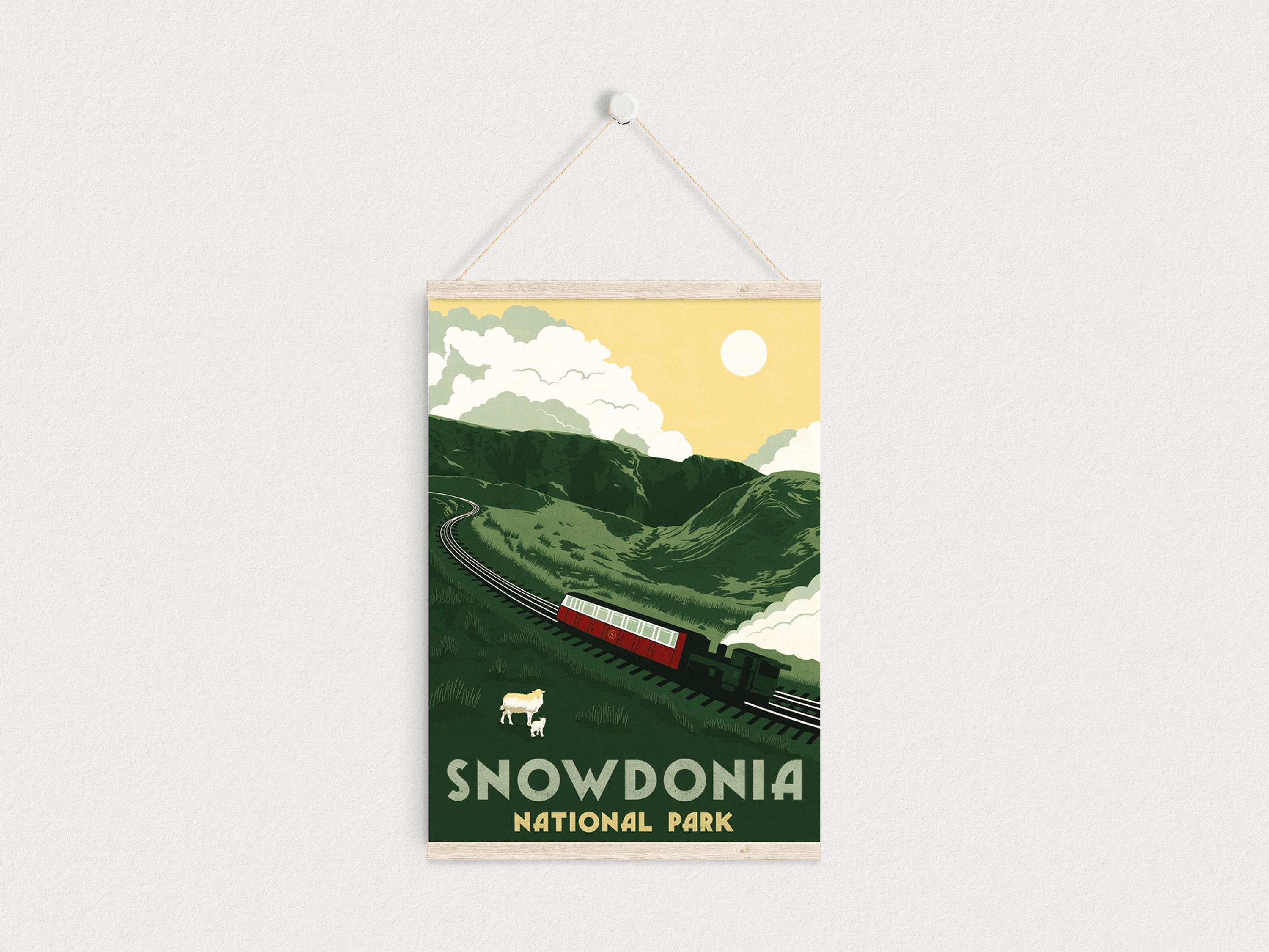 Snowdonia National Park Poster, Snowdon Mountain Railway, Wales Travel ...