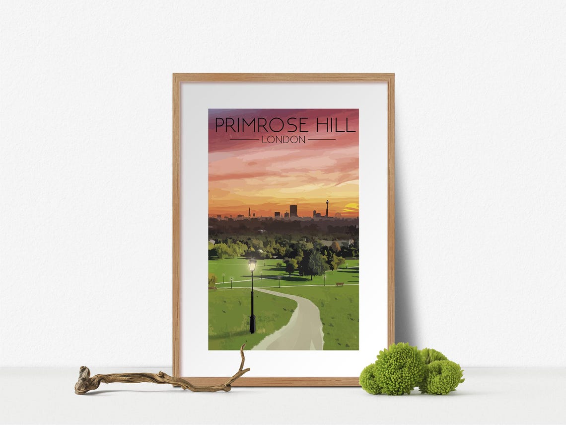 Primrose Hill Print, London Travel Poster, London Wall Art, Camden Town ...