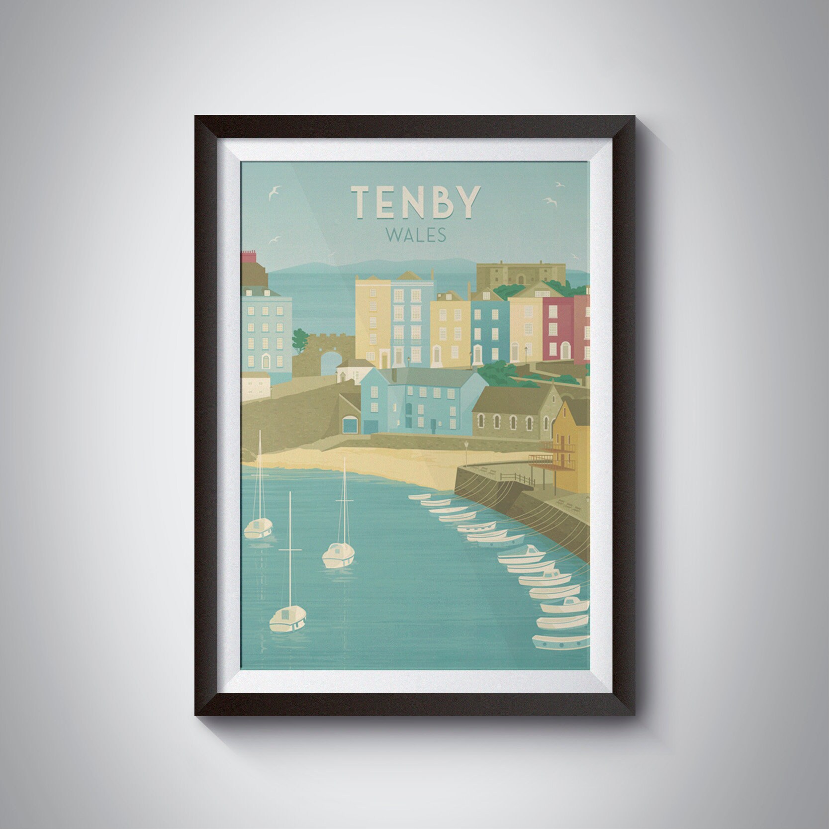 Tenby Poster South Wales Travel Print Welsh Gift Tenby | Etsy
