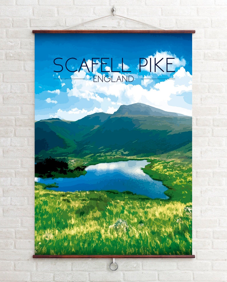 Scafell Pike Poster Three Peaks Lake District Cumbria | Etsy UK