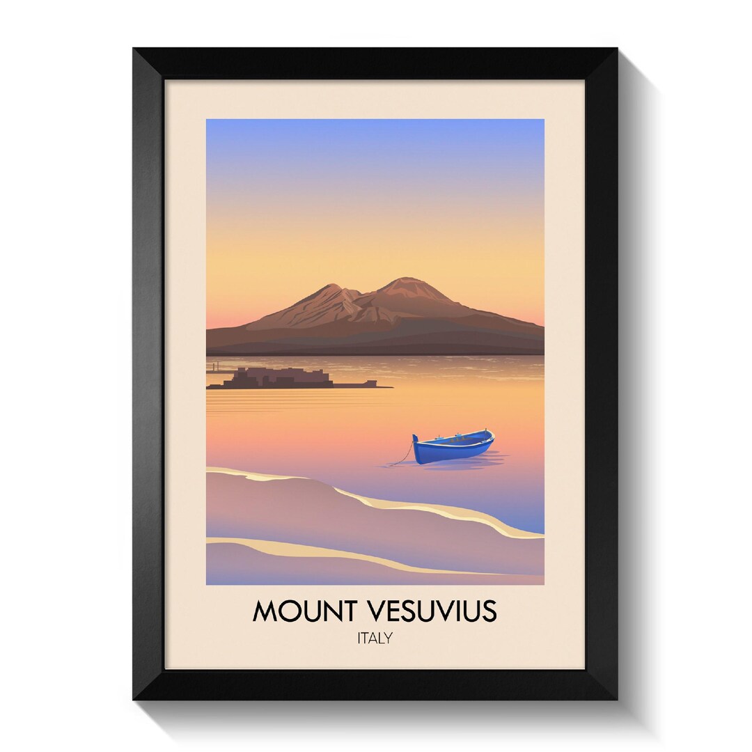 Mount Vesuvius Poster, Italy Travel Print, Mountain Wall Art, Naples ...